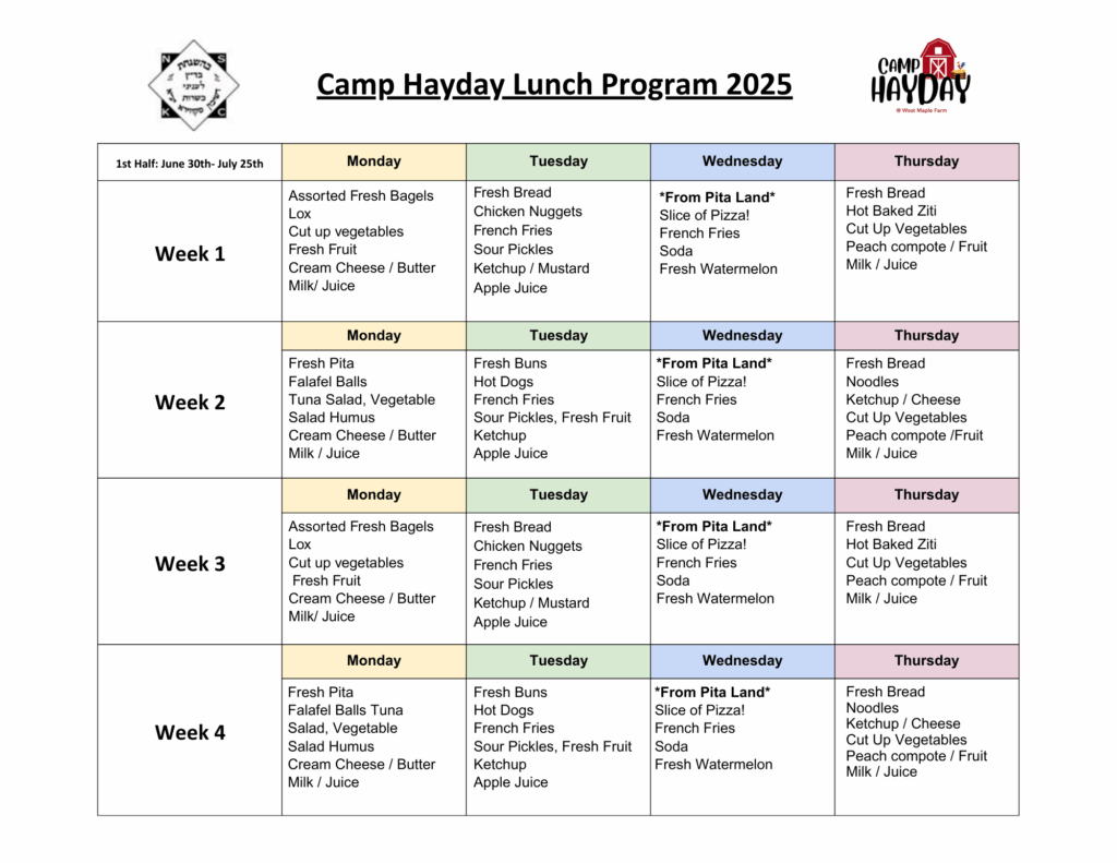 Lunch Program – Camp Hayday
